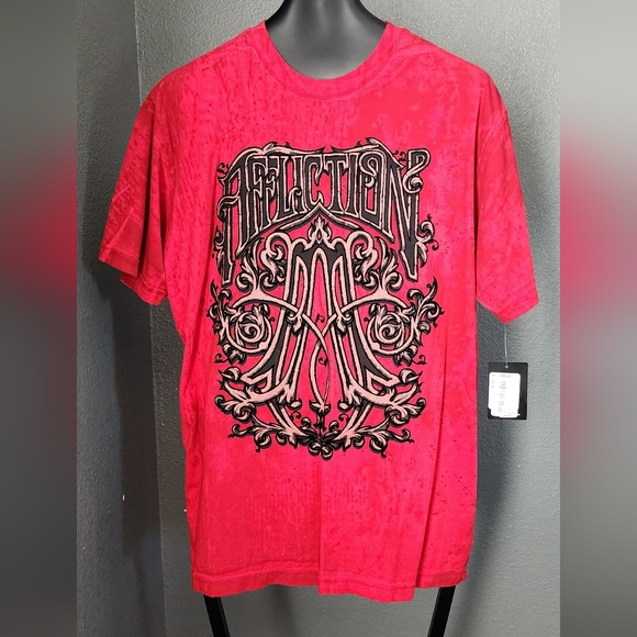 Affliction | Shirts | Nwt Affliction Red Short Sleeve Shirt Size Xl ...